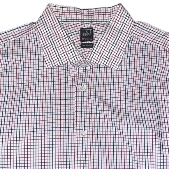 Ike Behar | Shirts | Ike Behar Mens Plaid Dress Shirt 8x37 Purple White ...